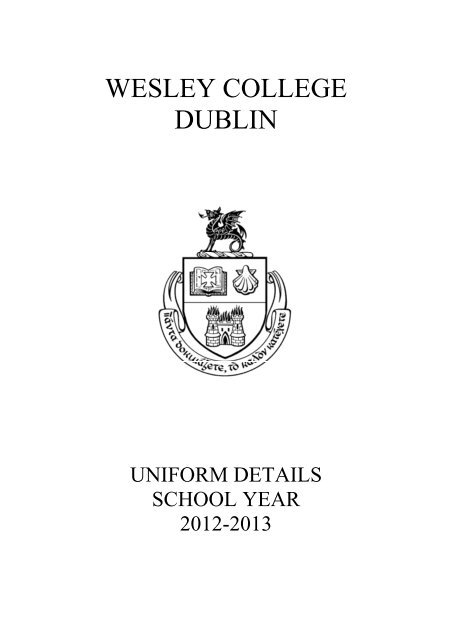 Uniform Lists - Wesley College Dublin