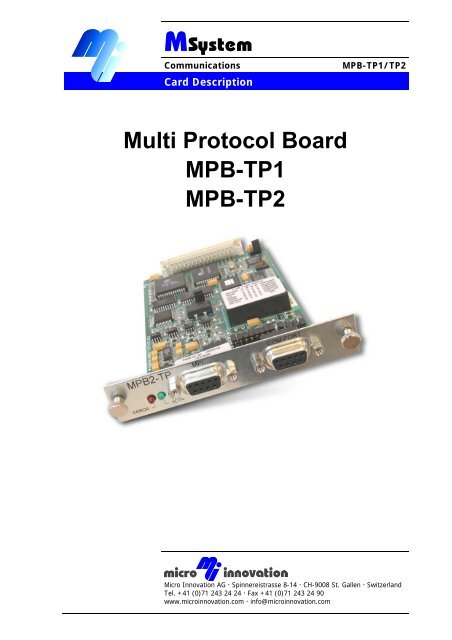 Multi Protocol Board MPB-TP1 MPB-TP2