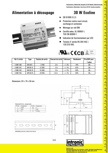 Alimentation à découpage 30 W Ecoline - Intronic AG