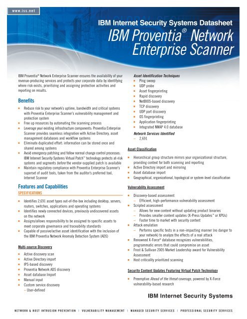 IBM Proventia Network Enterprise Scanner - Internet Security Systems