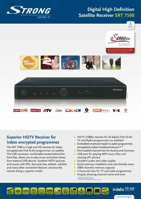 Digital High Definition Satellite Receiver SRT 7500 - STRONG ...