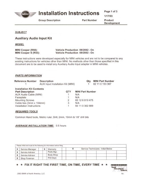 Download Installation Instructions (PDF) - Mini Mania