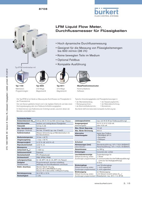 LFM Liquid Flow Meter, Durchflussmesser für Flüssigkeiten
