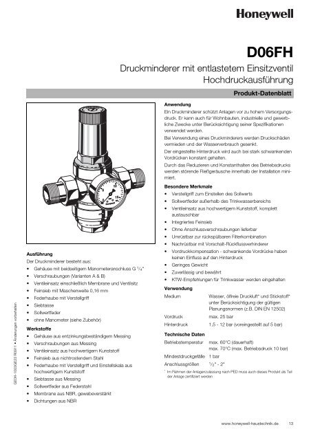 Druckminderer D06FH - egger technologie