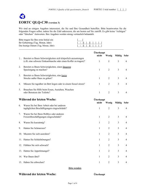 EORTC QLQ-C30 (version 3)