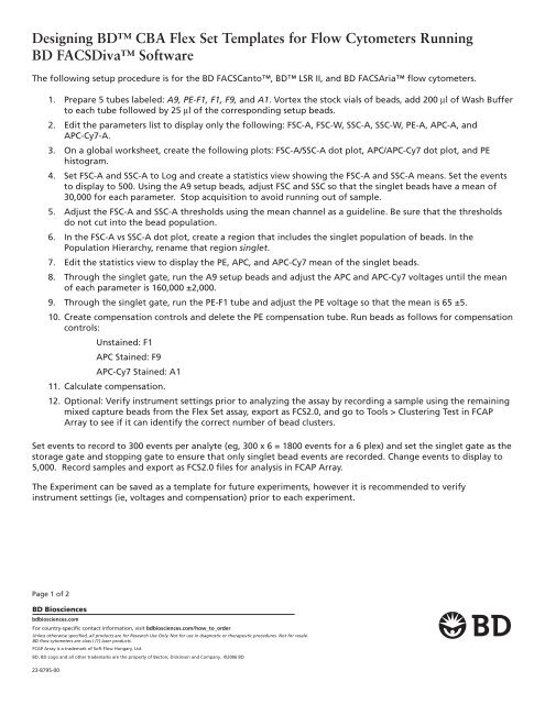 Designing BD™ CBA Flex Set Templates for Flow ... - BD Biosciences