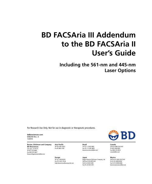 BD FACSAria III Addendum - BD Biosciences