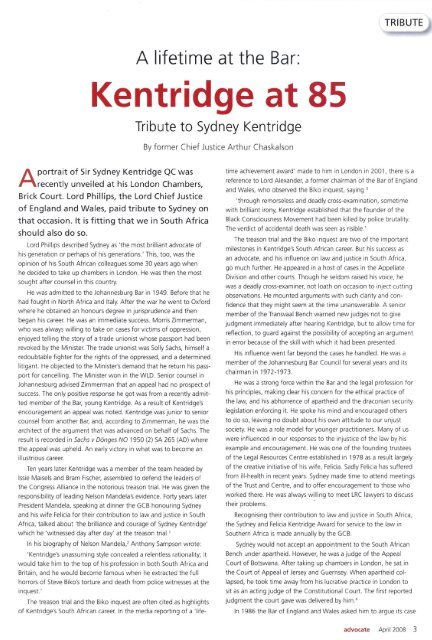 Kentridge at 85 - General Council of the Bar of SA