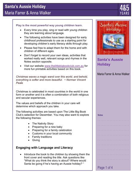 Santa's Aussie Holiday Learning Time - The Little Big Book Club
