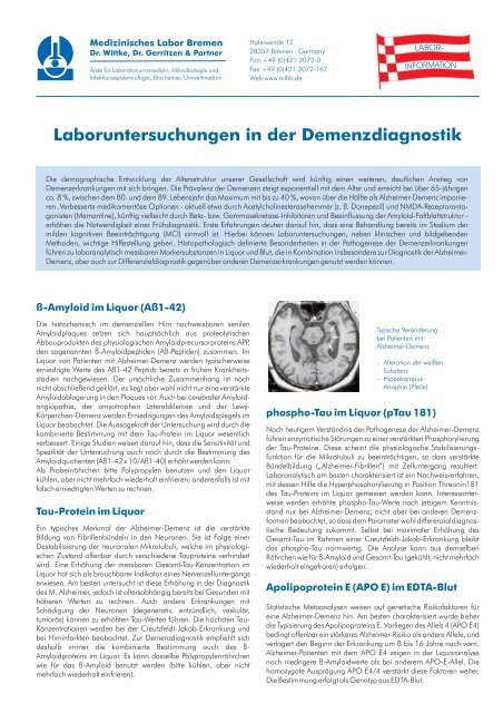 Demenz 270105.cdr - Medizinisches Labor Bremen