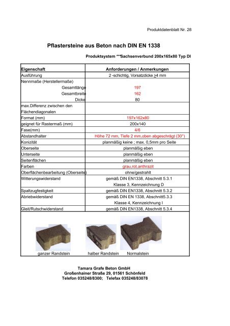 Pflastersteine aus Beton nach DIN EN 1338 - grafe beton