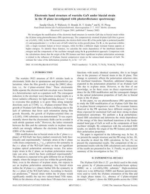 Electronic band structure of wurtzite GaN under biaxial strain in the ...