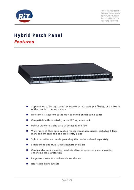 Hybrid Patch Panel - RiT Technologies Ltd.