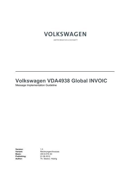 Volkswagen VDA4938 Global INVOIC - VWGroupSupply.com