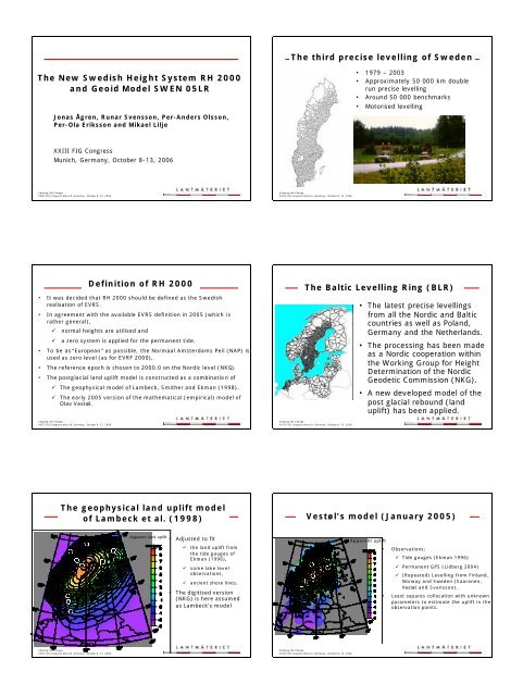 The New Swedish Height System RH 2000 and Geoid Model ... - FIG