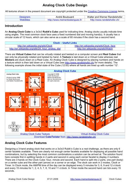 Analog Clock Cube Design - mementoslangues.fr