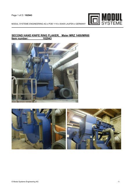 SECOND HAND KNIFE RING FLAKER, Maier MRZ 1400/MR60 Item ...