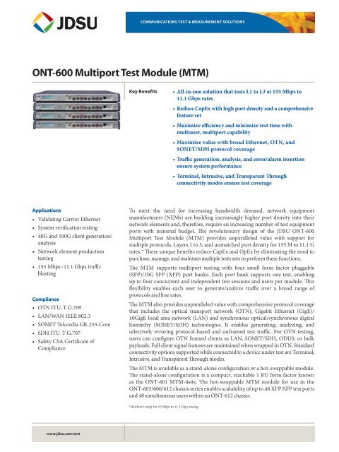 ONT-600 Multiport Test Module (MTM)