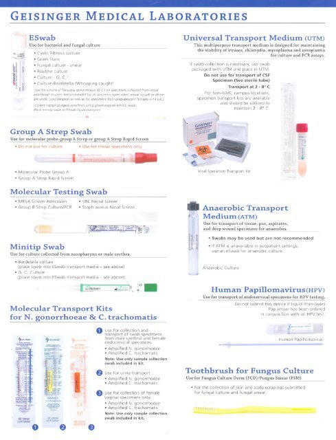 Microbiology Specimen Collection and Transport - Geisinger ...