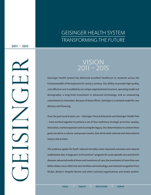 Vision 2011 - 2015 (.pdf) - Geisinger Health System