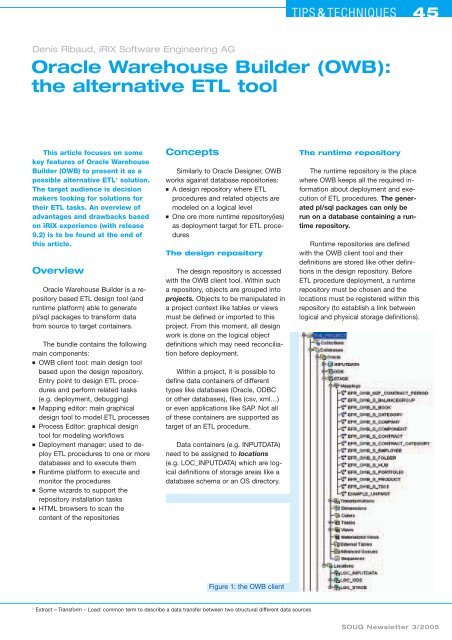 Oracle Warehouse Builder (OWB) - iRIX Software Engineering AG