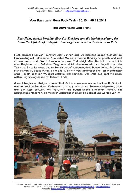 Von Basa zum Mera Peak Trek - Adventure Geo Treks Deutschland