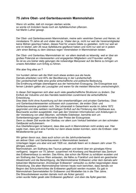 Festrede zum 75.Jahrestag - Obst- und Gartenbauverein ...