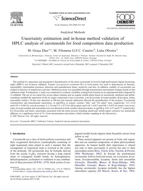 Uncertainty estimation and in-house method validation of HPLC ...