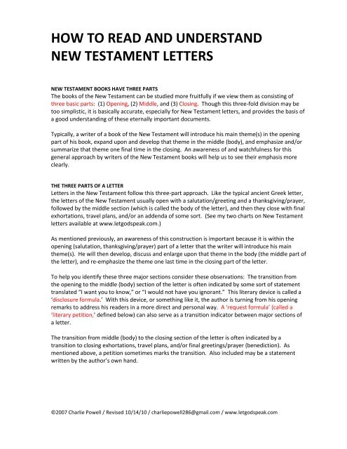 how to read and understand new testament letters - Let God Speak
