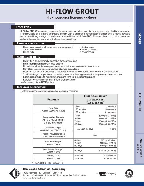 HI-FLOW GROUT - Euclid Chemical Co