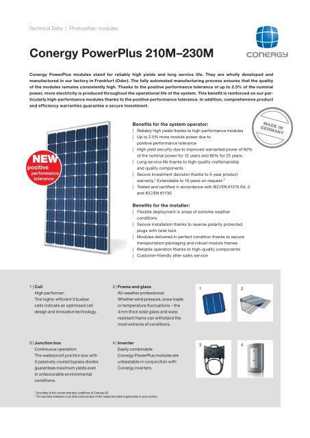 Conergy PowerPlus 210M–230M - Infinite Energy