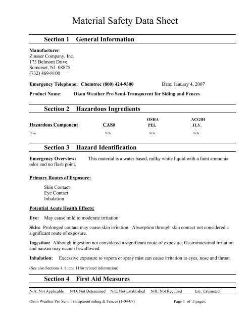 Material Safety Data Sheet Rust Oleum 57 Off