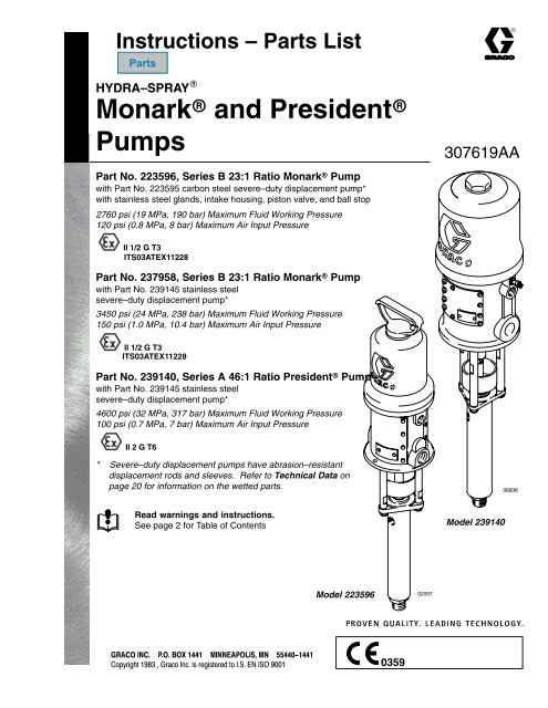 Graco Monark & President Fluid Section