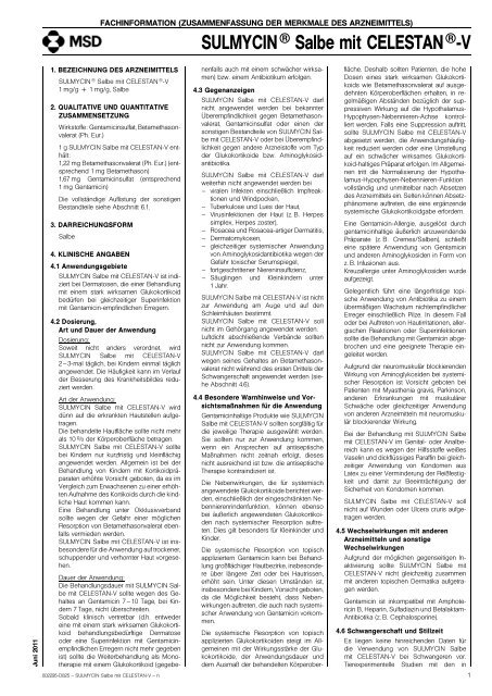 SULMYCIN® Salbe mit CELESTAN®-V - MSD