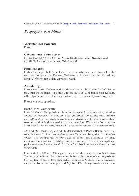 Biographie von Platon