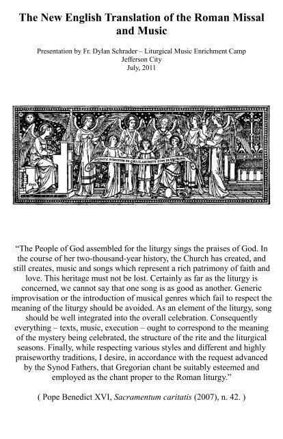 The New English Translation of the Roman Missal and Music