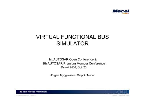 Virtual Functional Bus Simulator Autosar