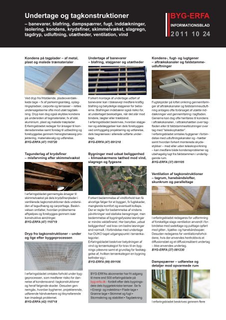 Undertage og tagkonstruktioner - Byg-Erfa