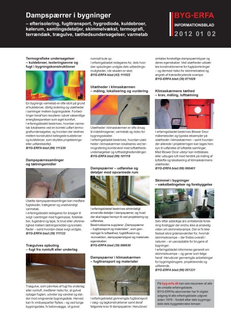 Dampspærrer i bygninger - Byg-Erfa