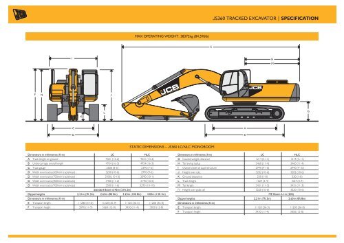 JS360 TRACKED EXCAVATOR | SPECIFICATION - JCB