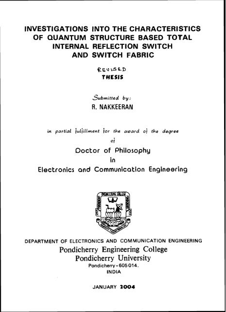 Pondicherry Engineering College Pondicherry University