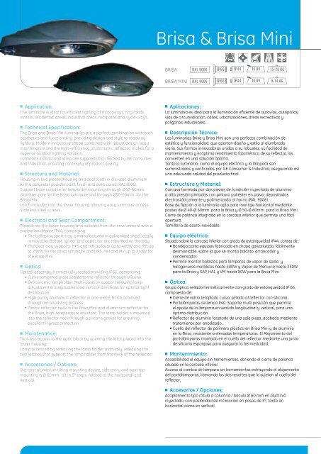 Brisa & Brisa Mini - GE Lighting