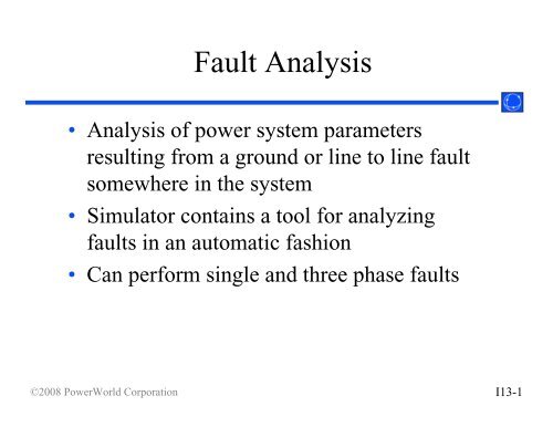 Fault Analysis Powerworld