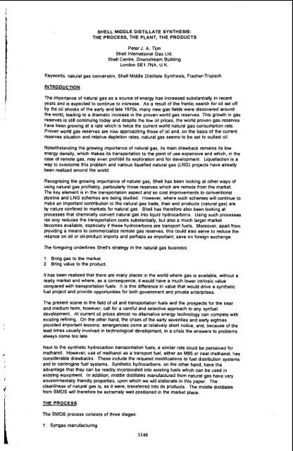 Shell Middle Distillate Synthesis - Argonne National Laboratory