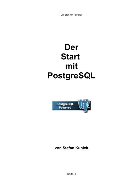 Der Start mit PostgreSQL