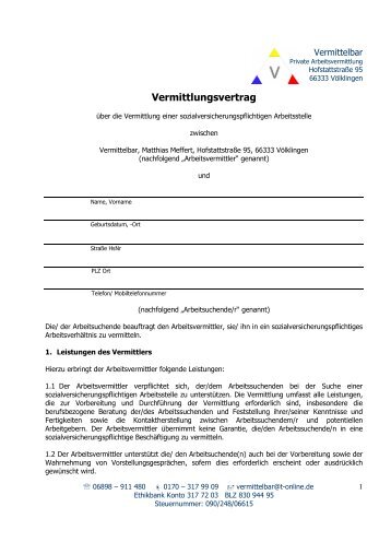 Vermittlungsvertrag Magazine