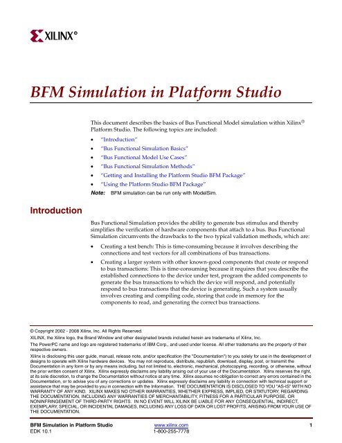 BFM Simulation in Platform Studio - Xilinx