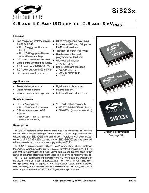 Si823x Data Sheet - Silicon Laboratories Inc.