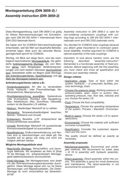 Montageanleitung (DIN 3859-2) / Assembly instruction (DIN 3859-2)