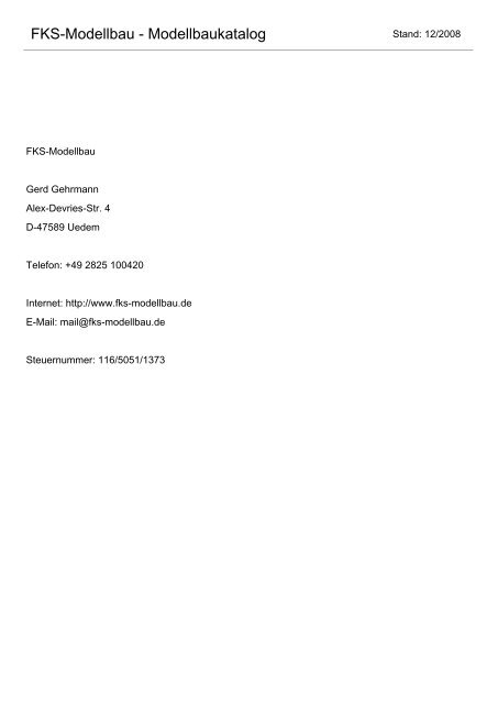 FKS-Modellbau - Modellbaukatalog